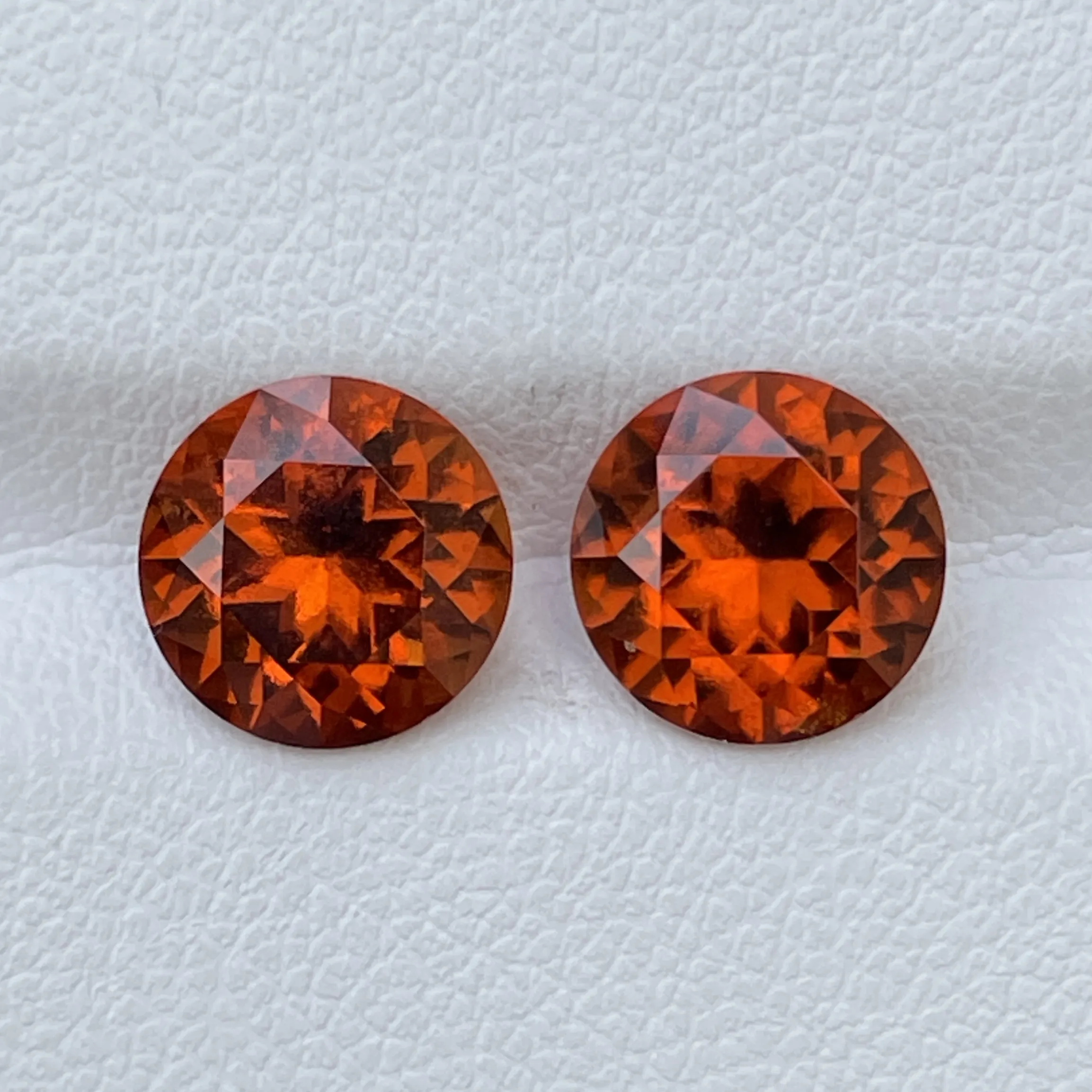 5.70 Cts Natural Orange Hessonite Garnet Pair Round Cut Gemstone ...